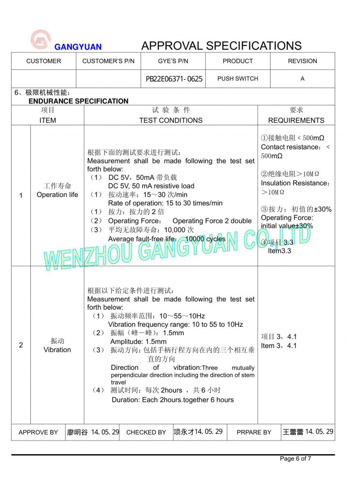 PB22E06371-0625 approval specification page 6