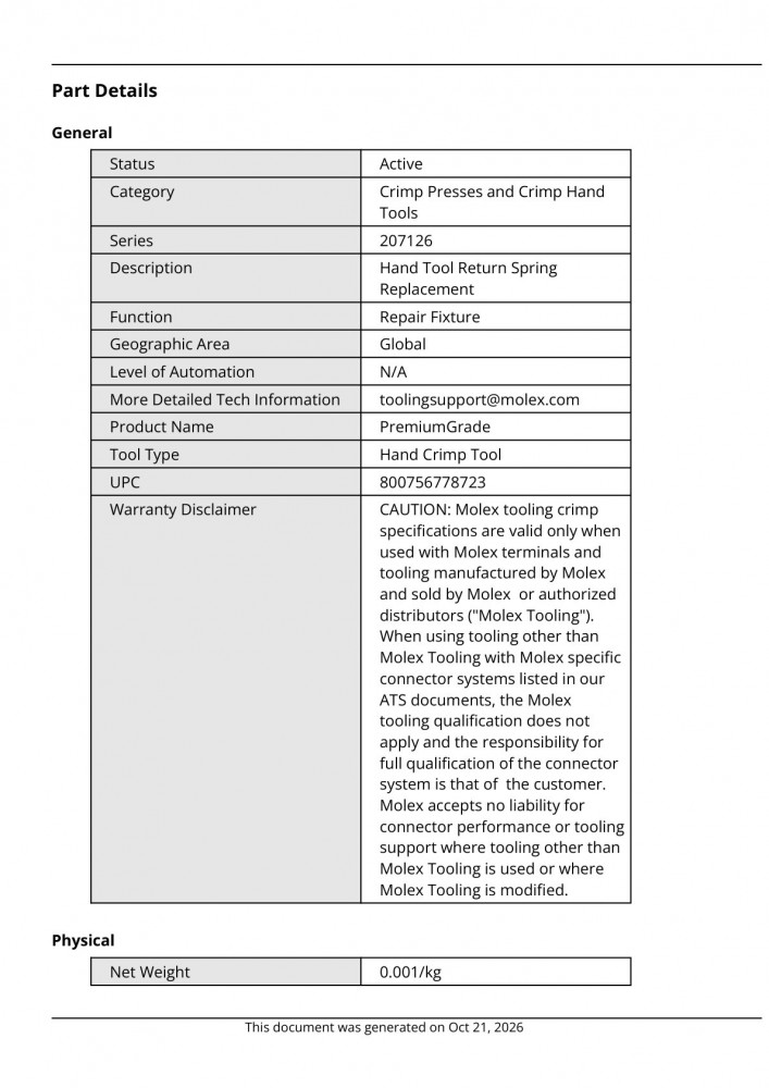 Tooling specification document image 2 for Molex 638100104