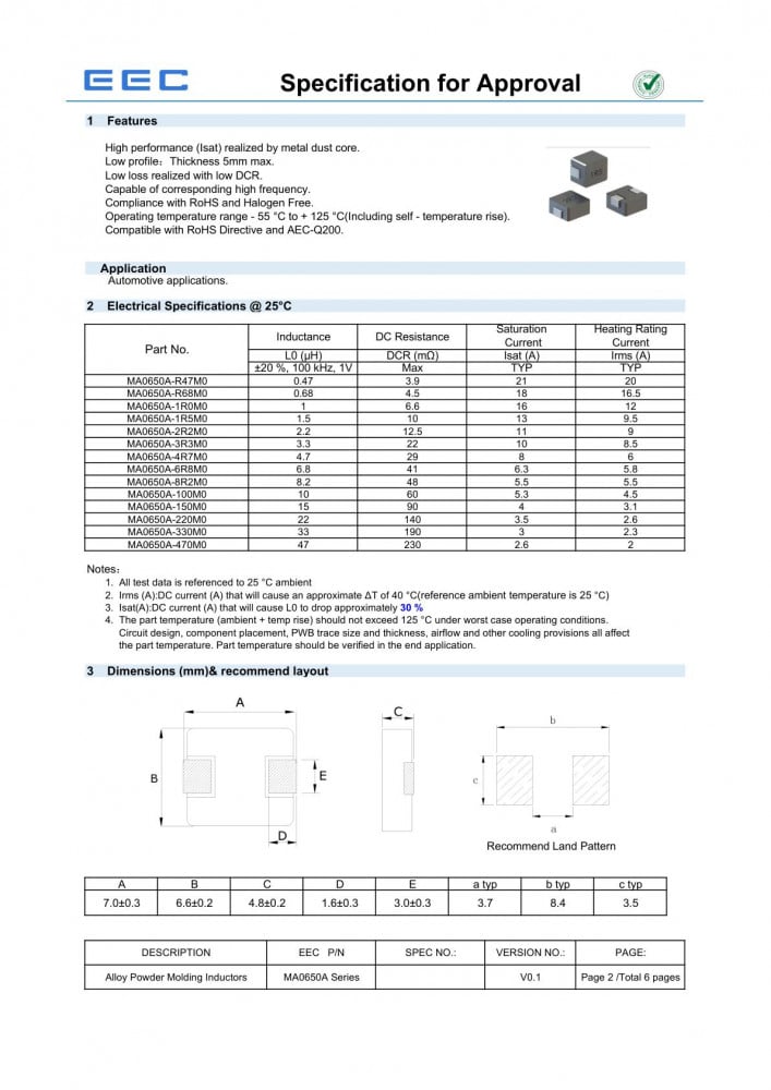 EEC MA0650A Series specification page 3