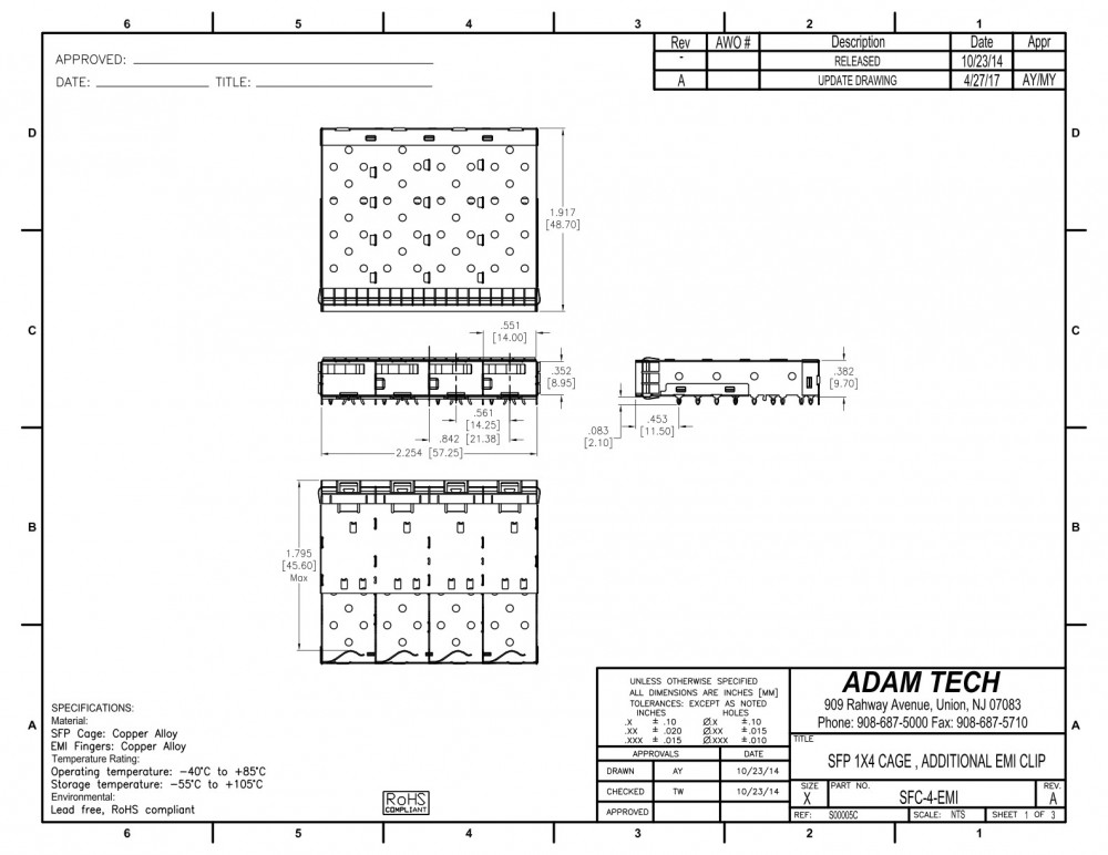 ADAM TECH SFC-4-EMI technical drawing, sheet 1