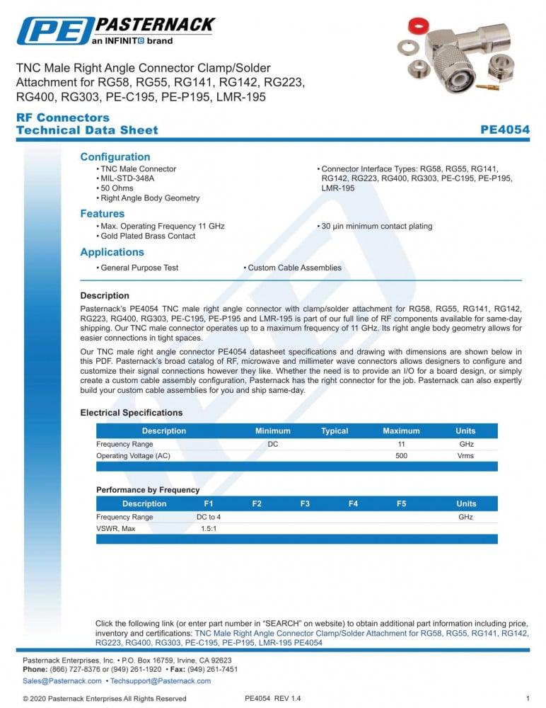 PE4054 technical document page 1