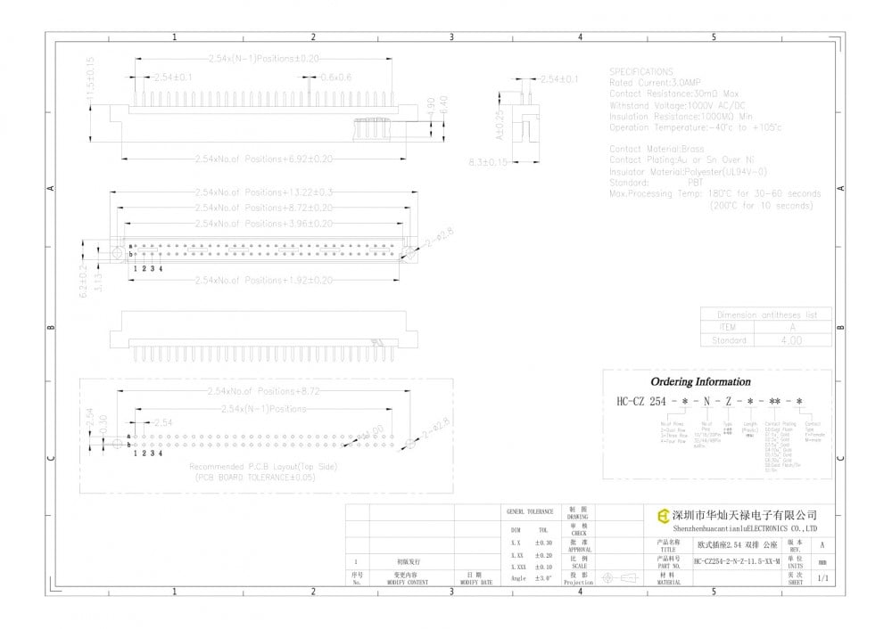 HCTL HC-CZ254-2-10-Z-11.5-G0-M technical document page