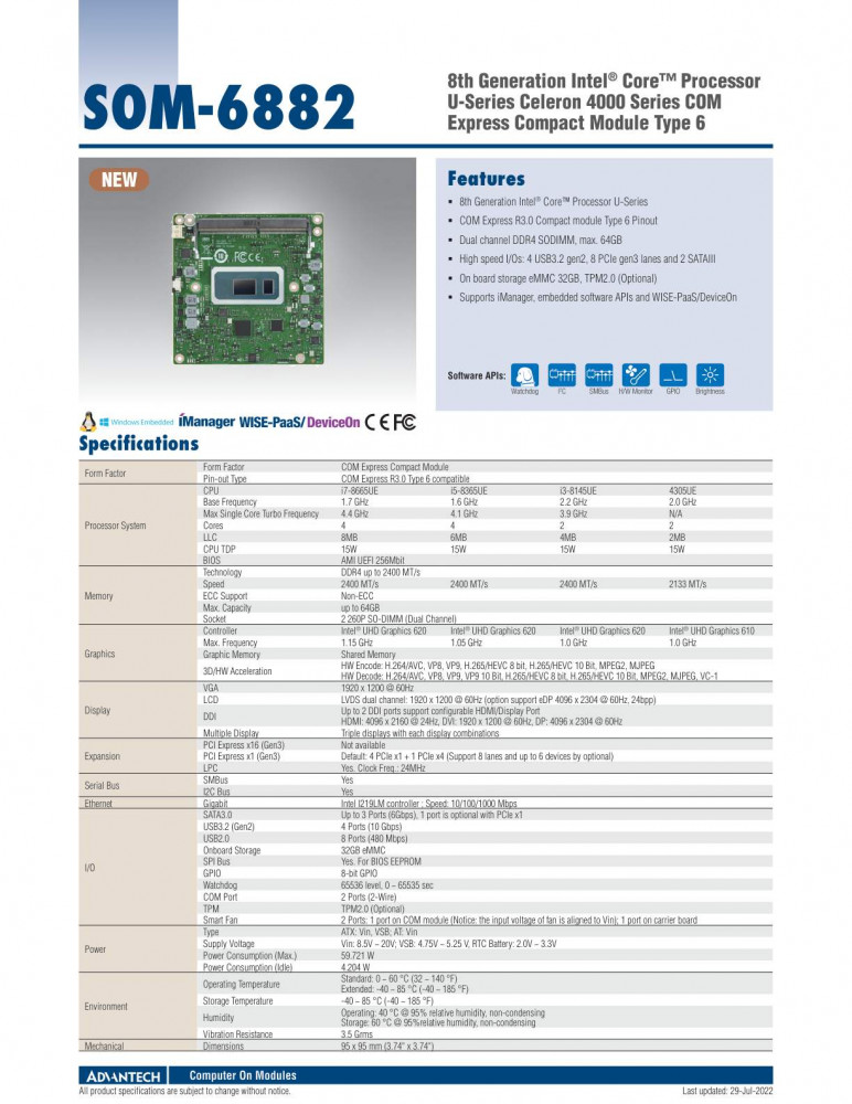 SOM-6882 technical document page 1