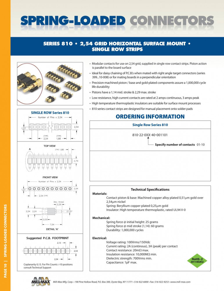 Mill-Max spring-loaded connector documentation page 4