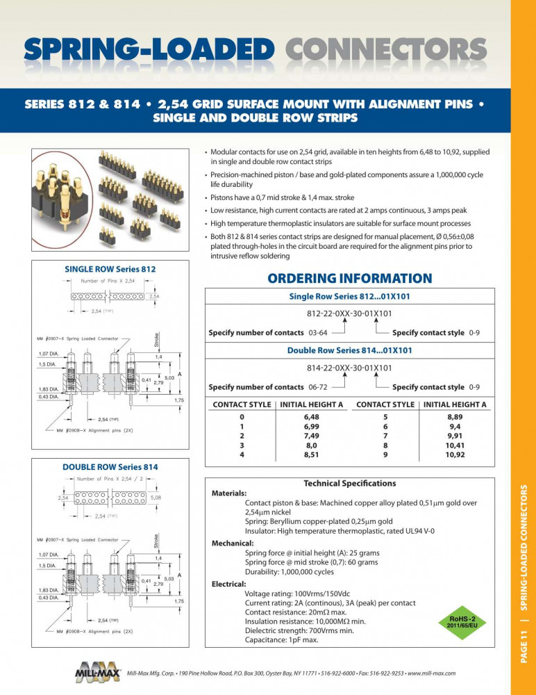 Mill-Max spring-loaded connector documentation page 5