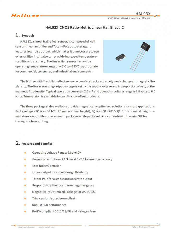 HAL93DSO datasheet page 1