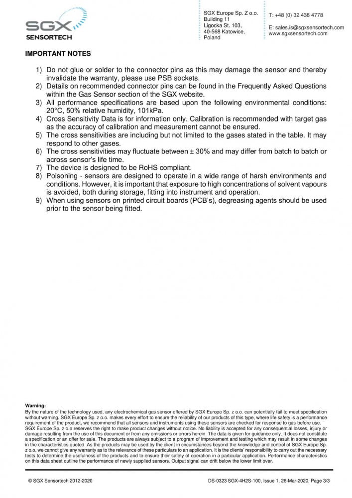 SGX-4H2S-100 datasheet page 3