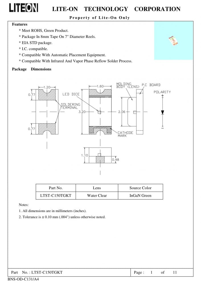 LTST-C150TGKT datasheet page 2