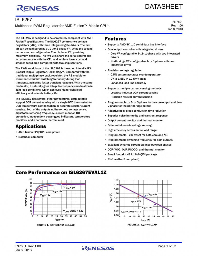 ISL6267 technical document page 1