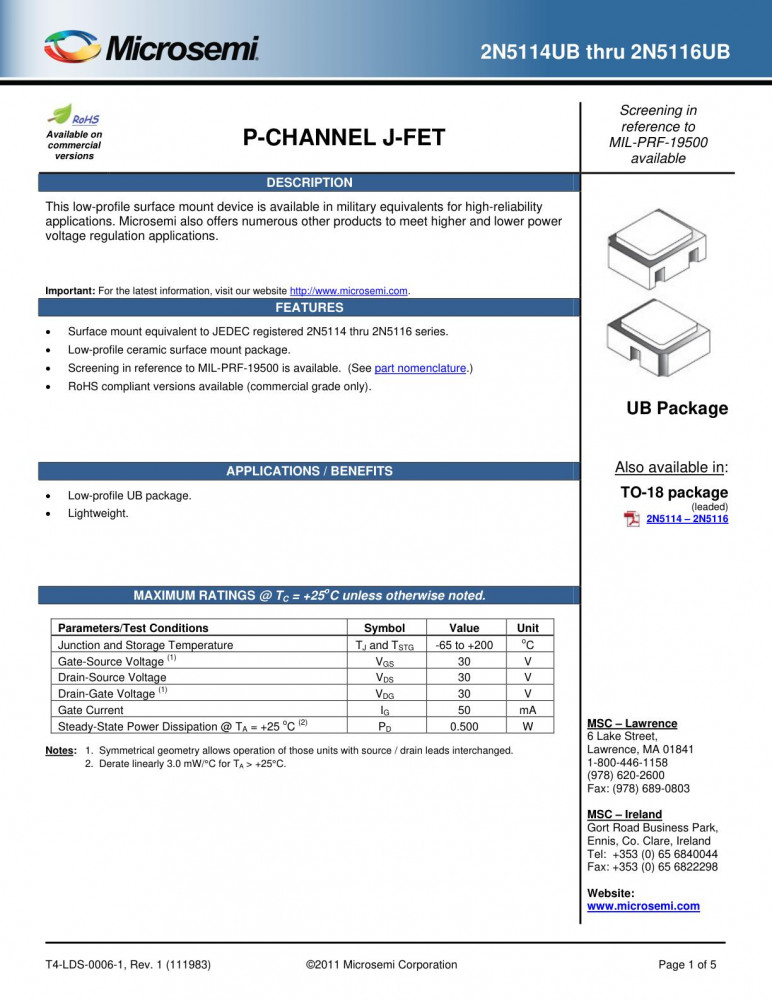MX2N5115UB datasheet page 1