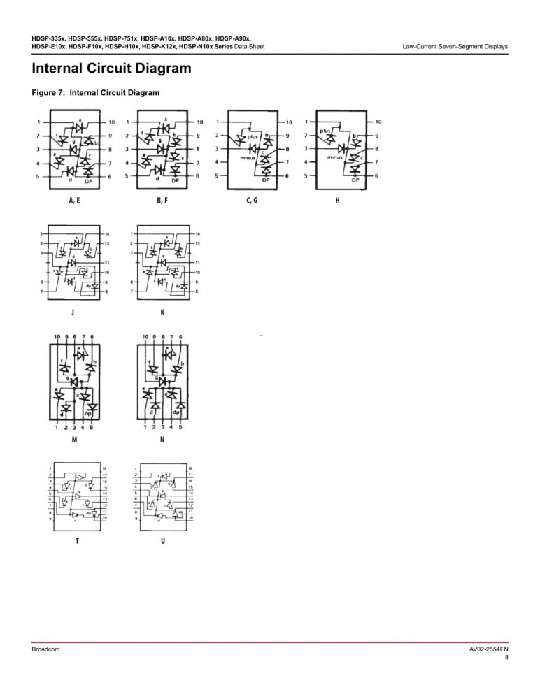 HDSP low-current display datasheet page 8