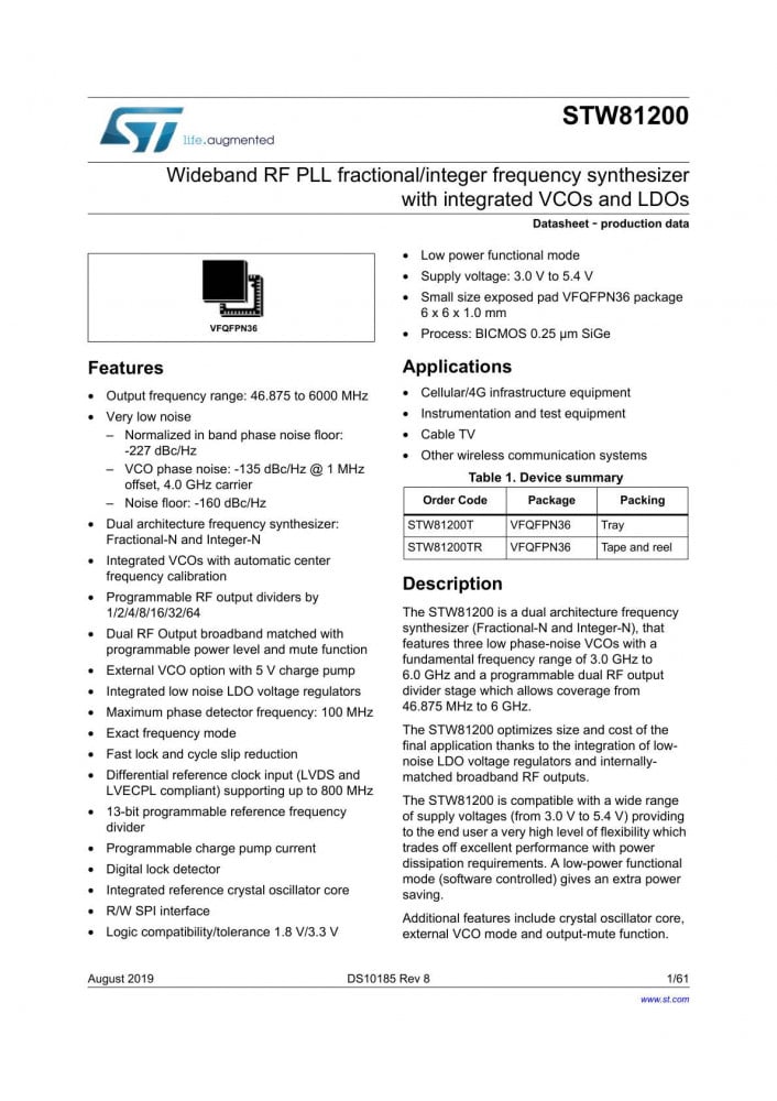 STW81200TR datasheet page 1