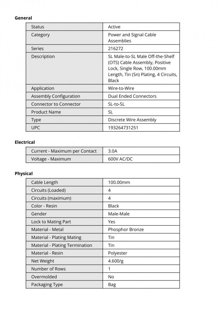 Technical document page 2 for MOLEX 2162721041