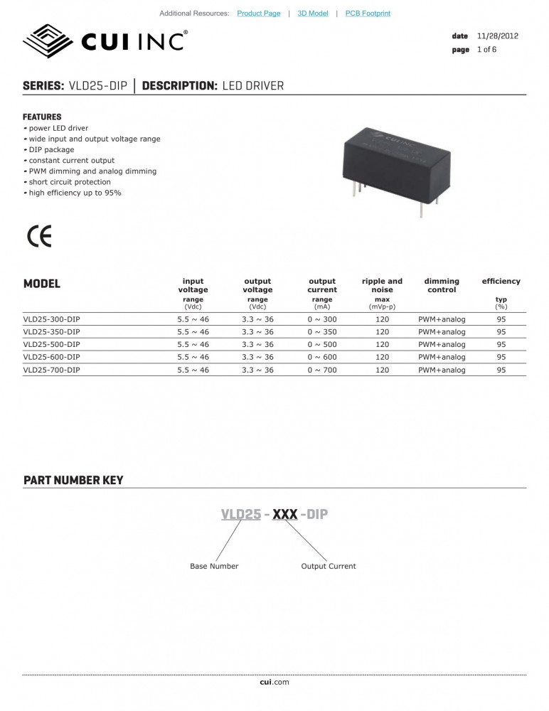 VLD25-350-DIP datasheet page 1