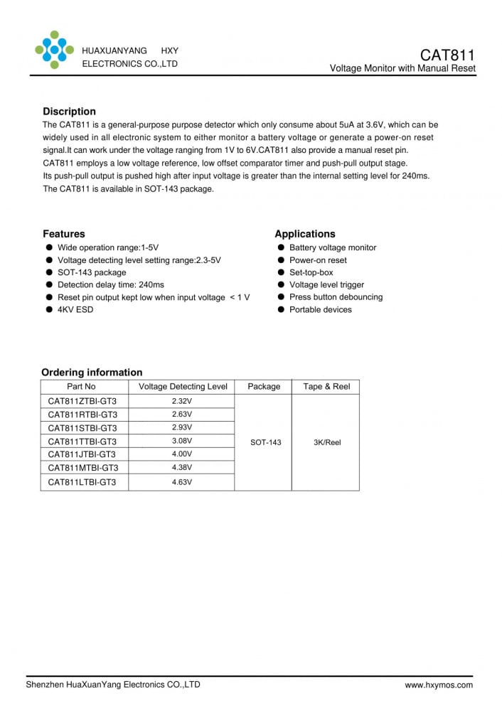 CAT811 datasheet page 1