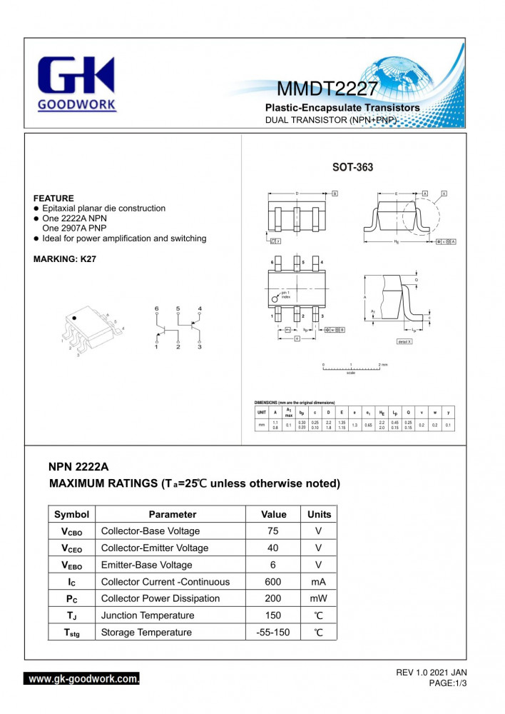 GOODWORK MMDT2227 datasheet page 1