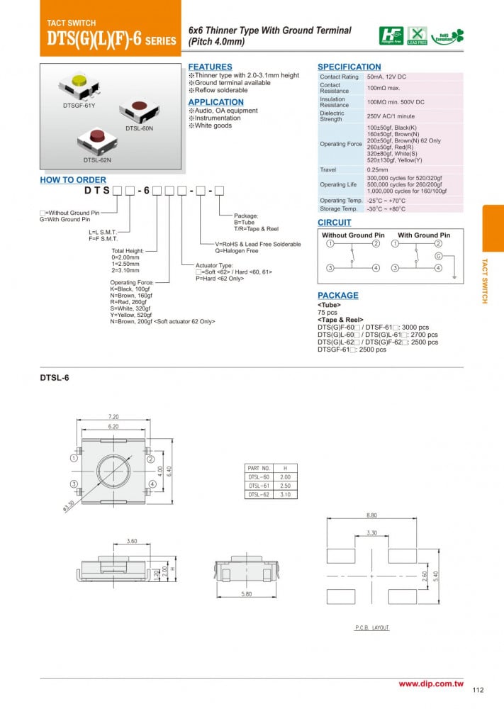 Diptronics DTS series technical document page 1