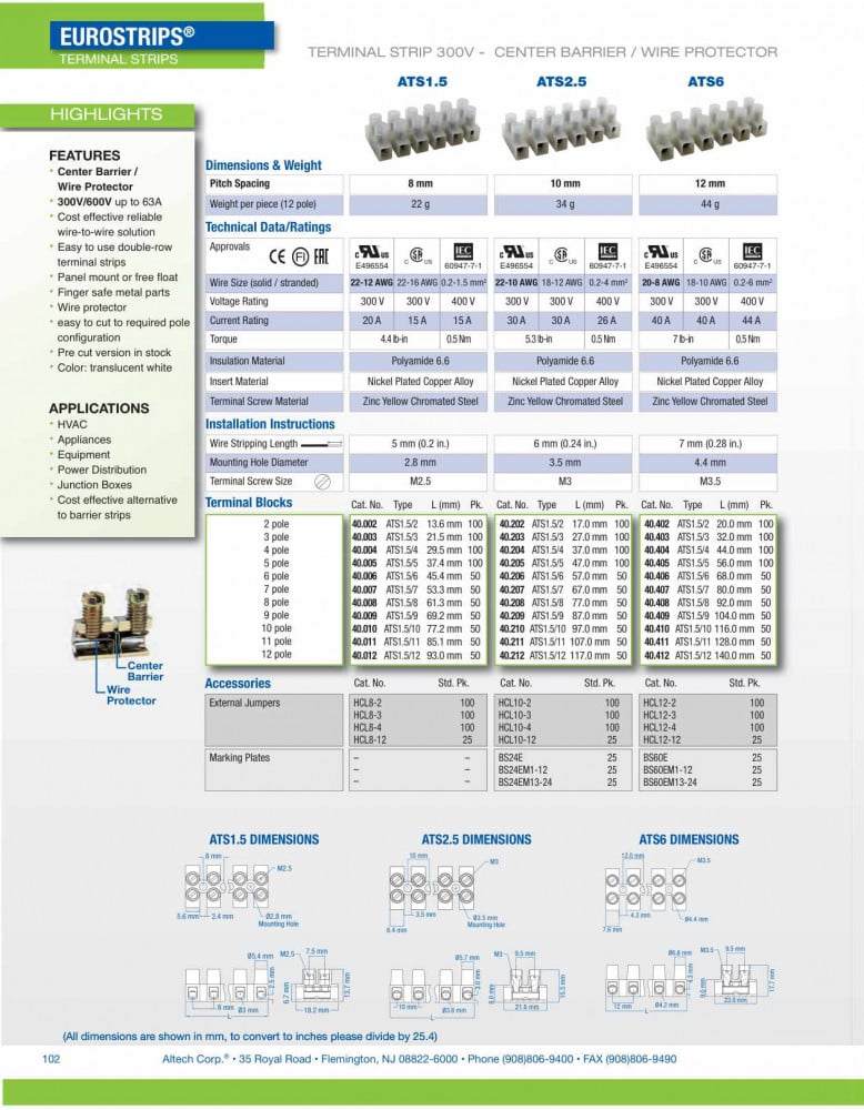 Altech Eurostrip technical document page 8