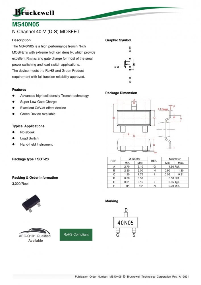 MS40N05 datasheet page 1