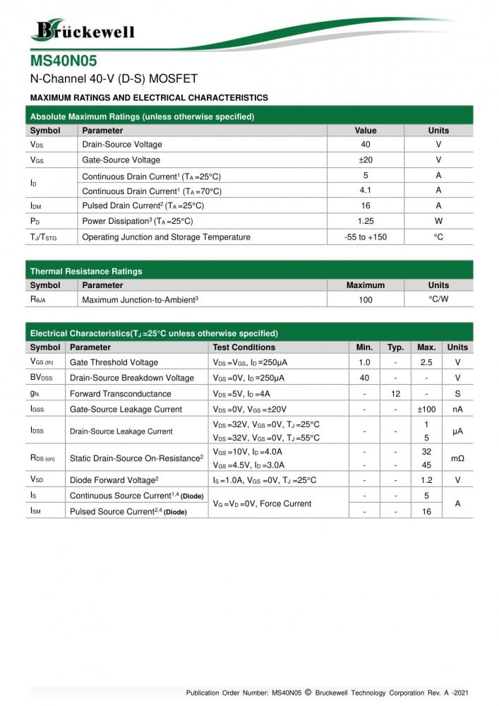 MS40N05 datasheet page 2