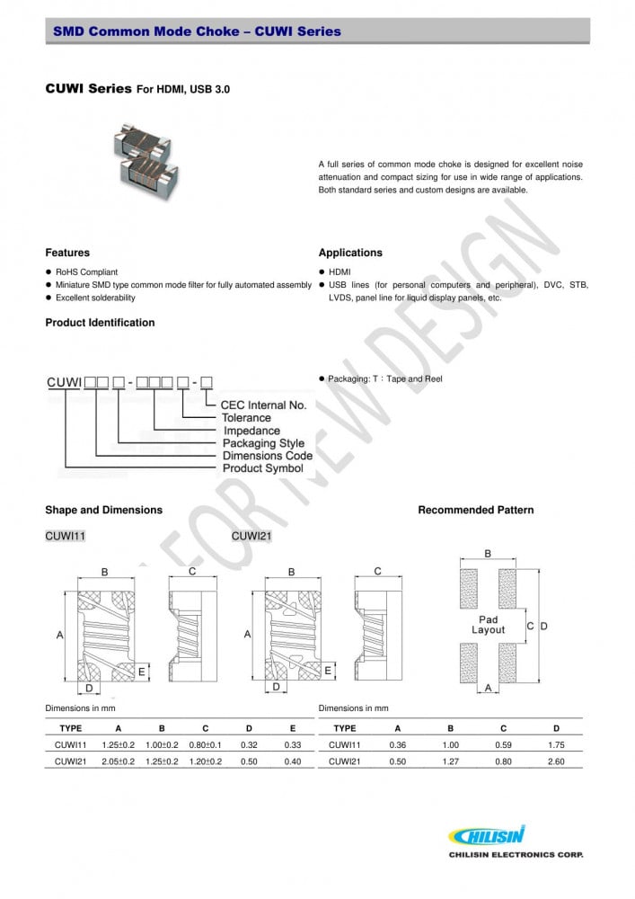 Chilisin CUWI series datasheet page 2
