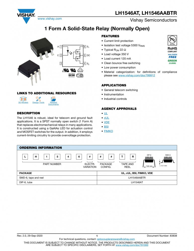LH1546AT datasheet page 1