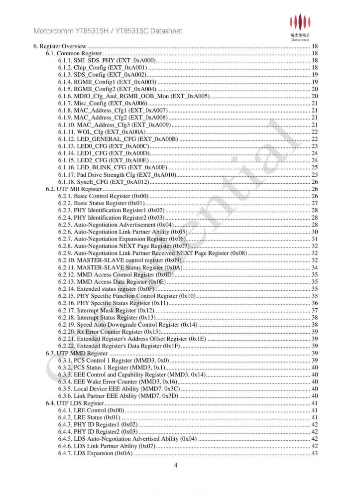 YT8531SC datasheet page 5