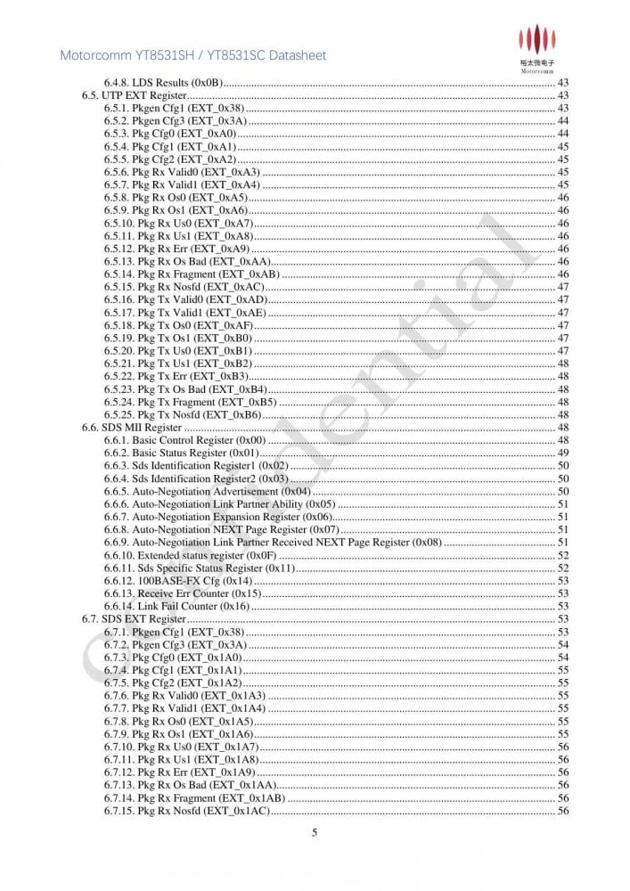 YT8531SC datasheet page 6