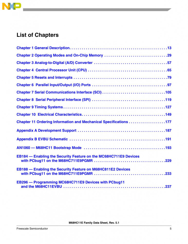 M68HC11E data sheet page 5
