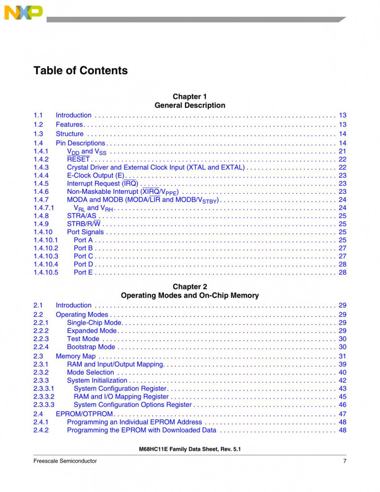 M68HC11E data sheet page 7