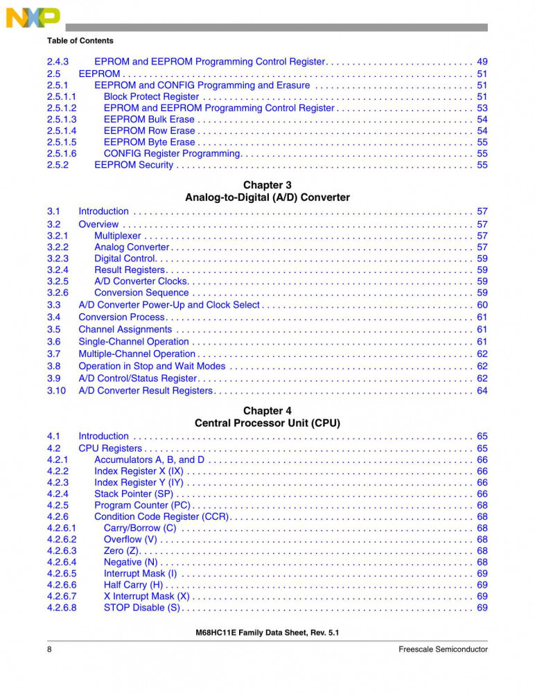 M68HC11E data sheet page 8