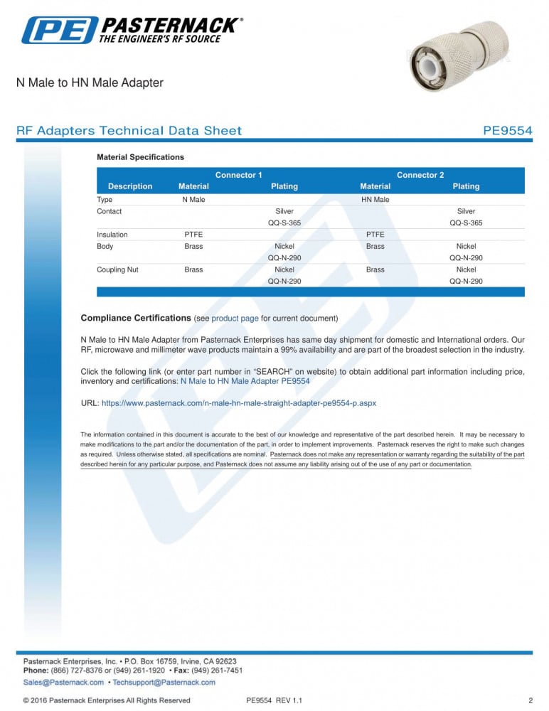PE9554 technical document page 2