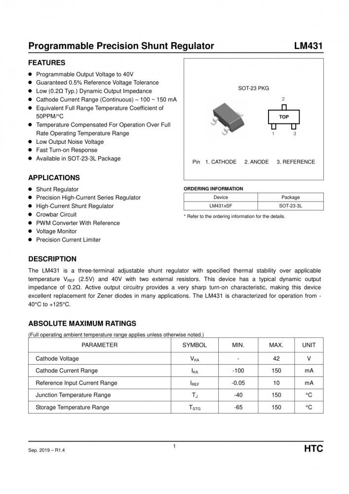 LM431ASF technical document page 1