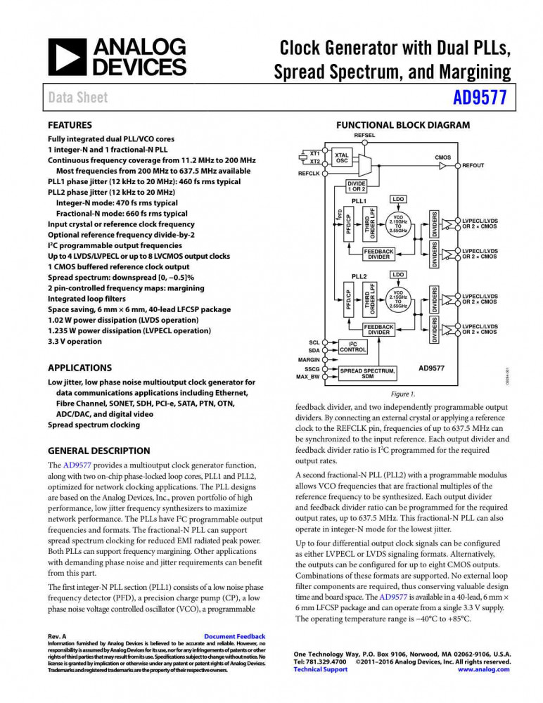 AD9577 datasheet page 1