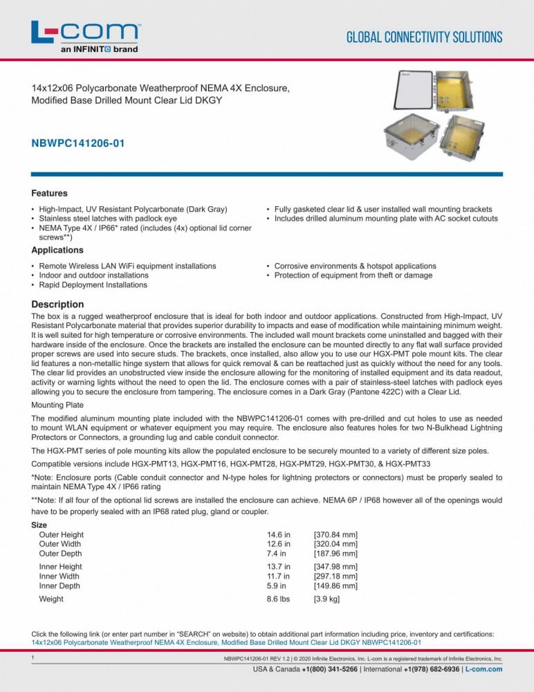 NBWPC141206-01 product documentation page 1