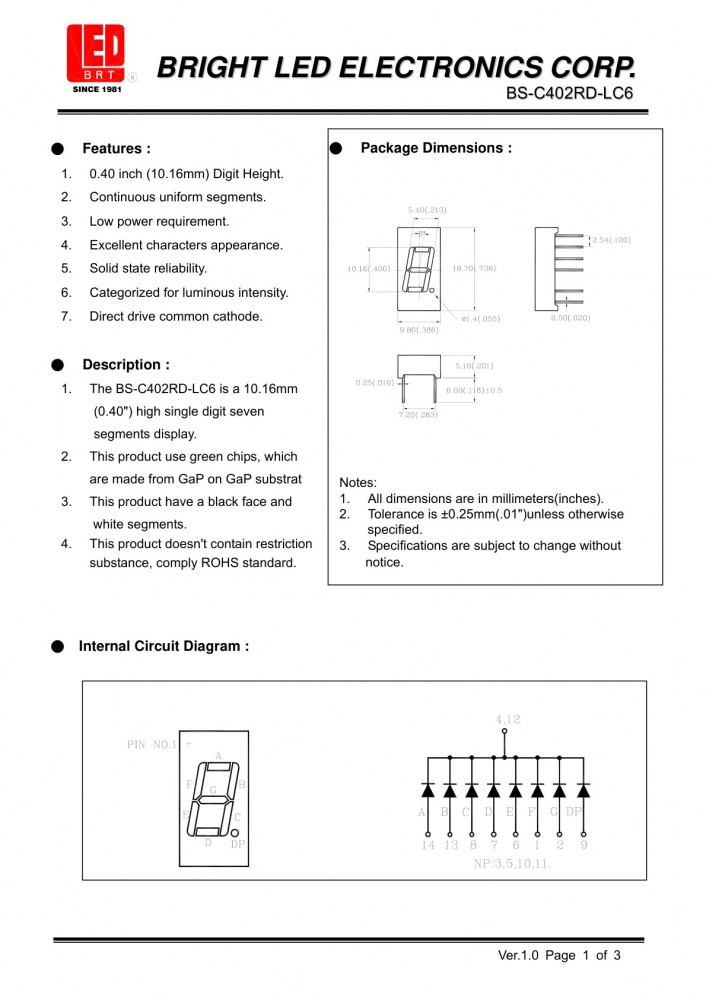 BS-C402RD product documentation page 1