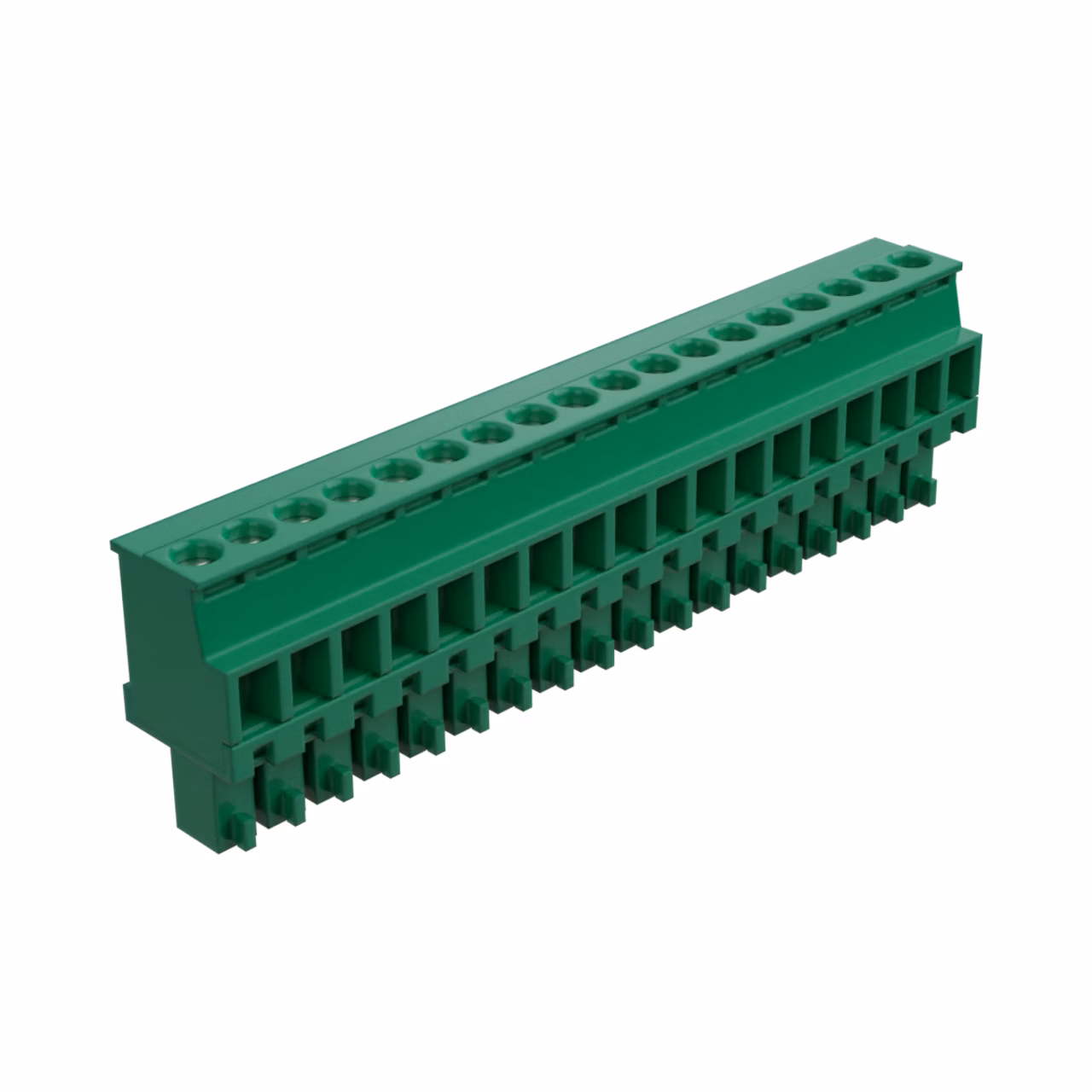 3.81mm Pitch Eurostyle Vertical Plug, Front Wire Entry, Green Housing, Gold (Au) Plated, 18 Circuits for sale