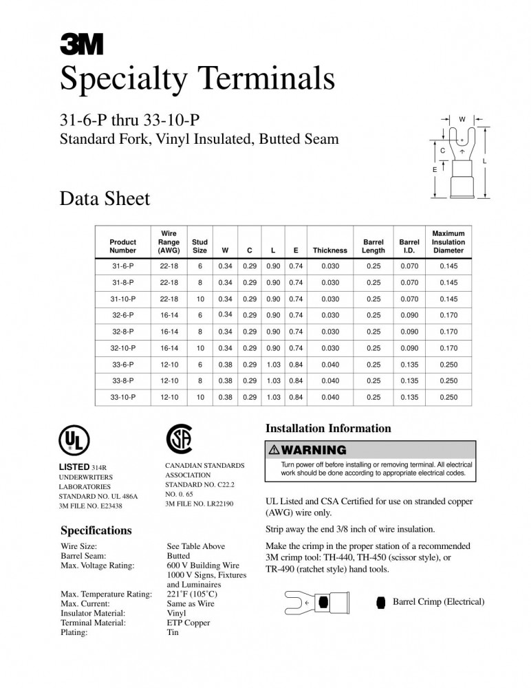 3M 94771 and 31-6-P through 33-10-P datasheet page