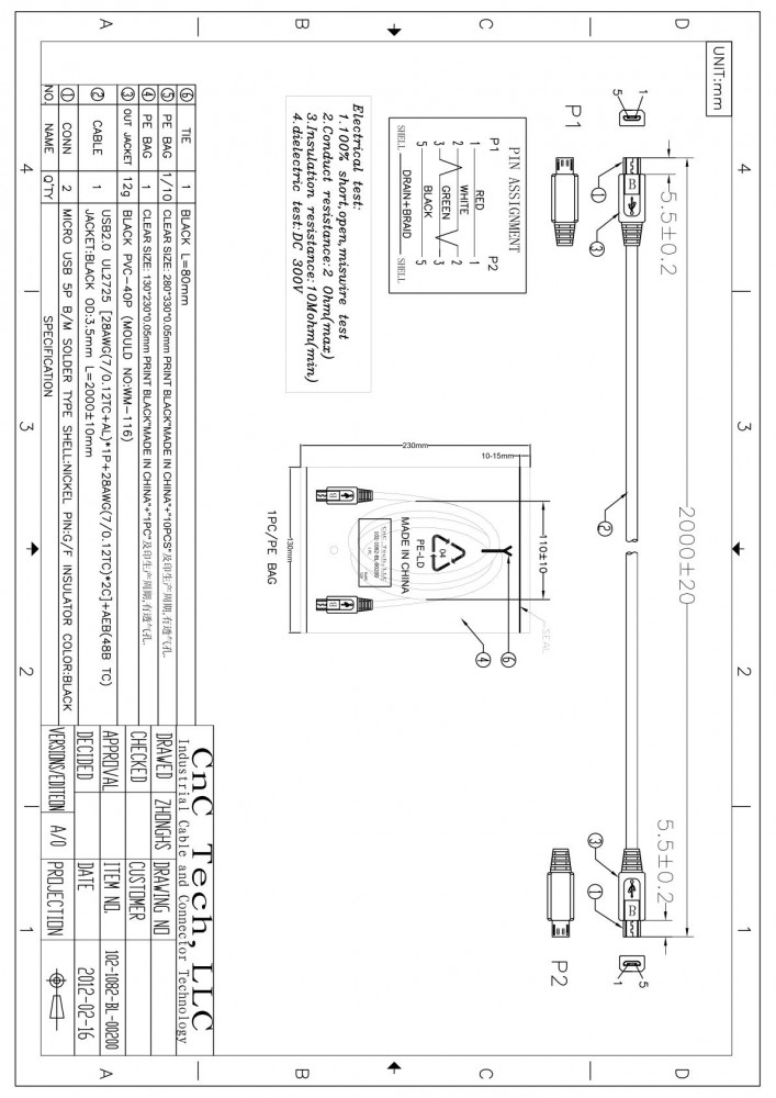 CNC Tech 102-1082-BL-00200 technical drawing