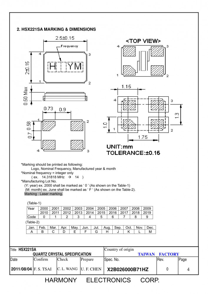 X2B026000B71HZ specification page 4