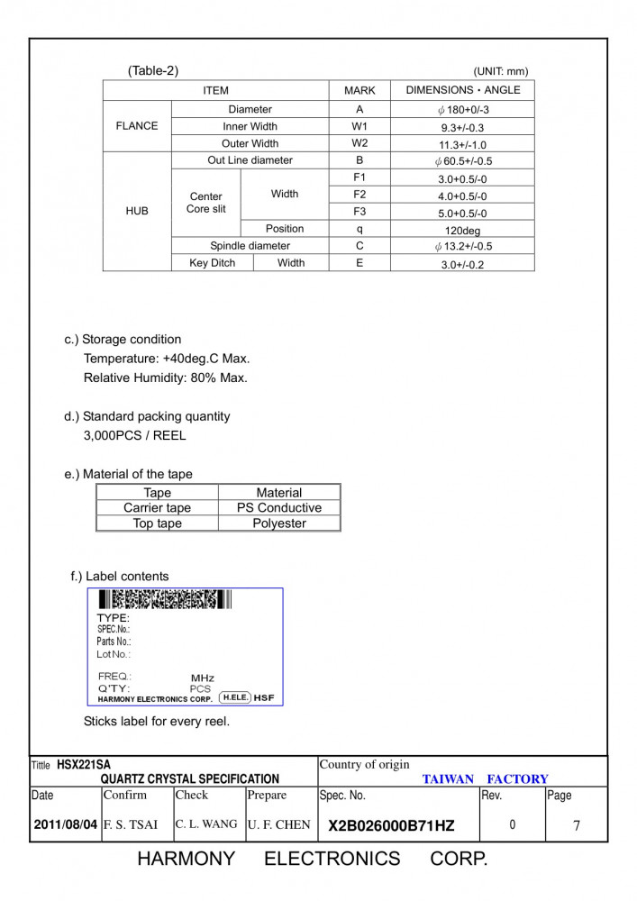 X2B026000B71HZ specification page 7