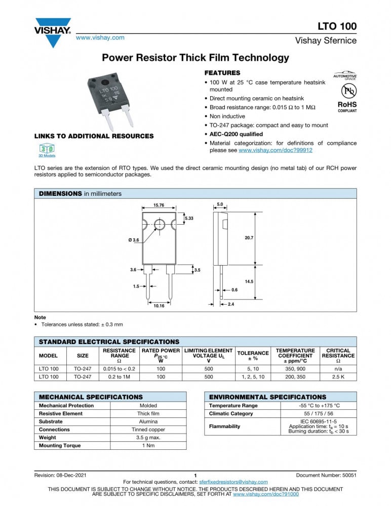 LTO series datasheet page 1