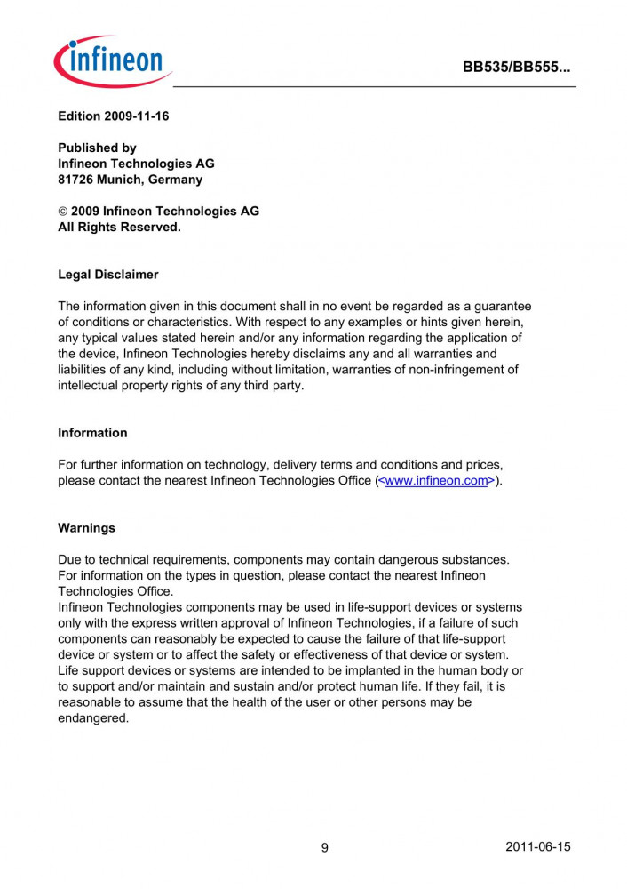 Infineon BB535 technical document page 9