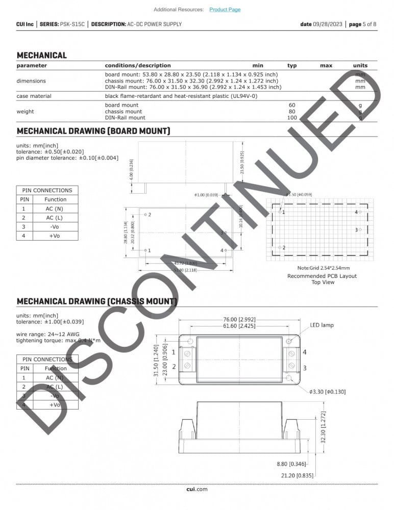 CUI PSK-S15C-24 datasheet page 5