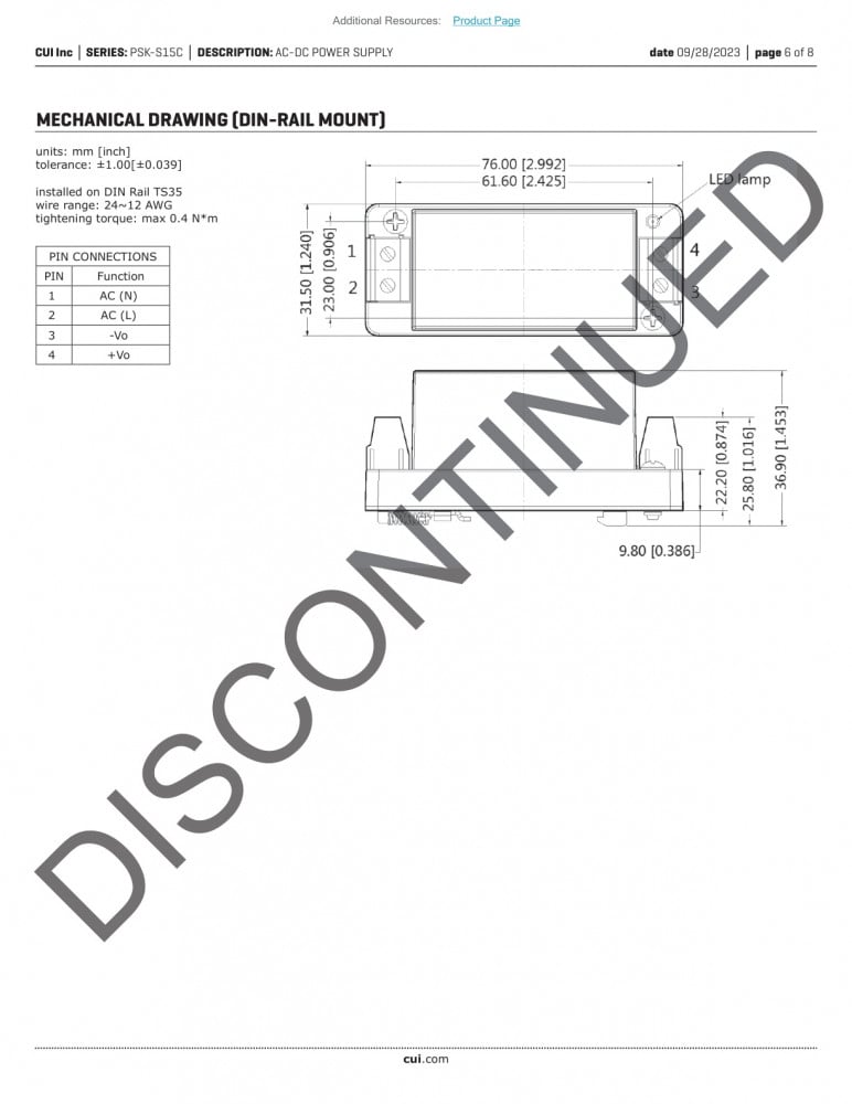 CUI PSK-S15C-24 datasheet page 6