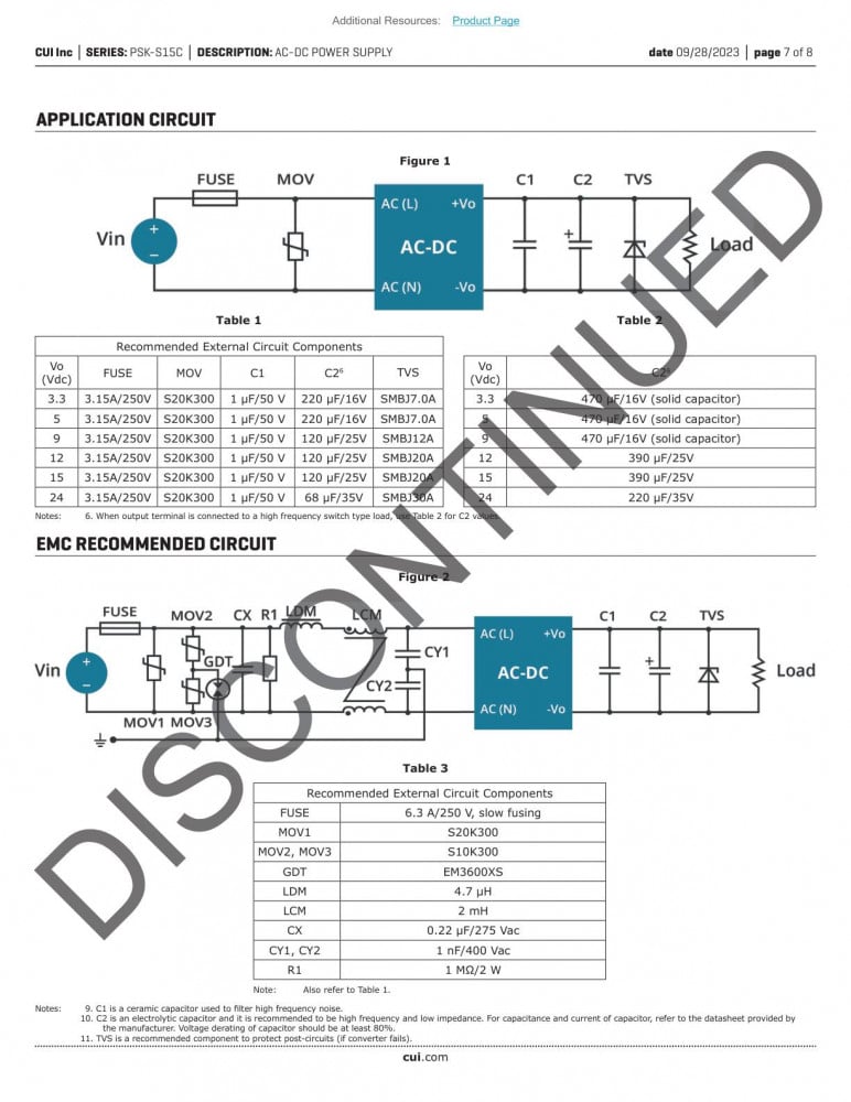 CUI PSK-S15C-24 datasheet page 7