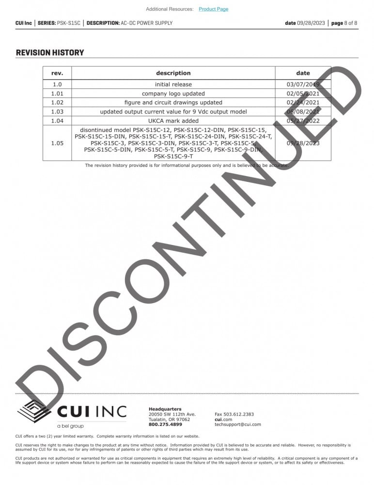 CUI PSK-S15C-24 datasheet page 8