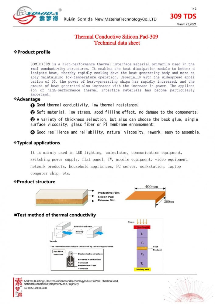 309W1 technical datasheet page 1