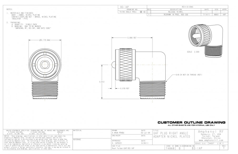 Amphenol 83-1AP technical drawing page