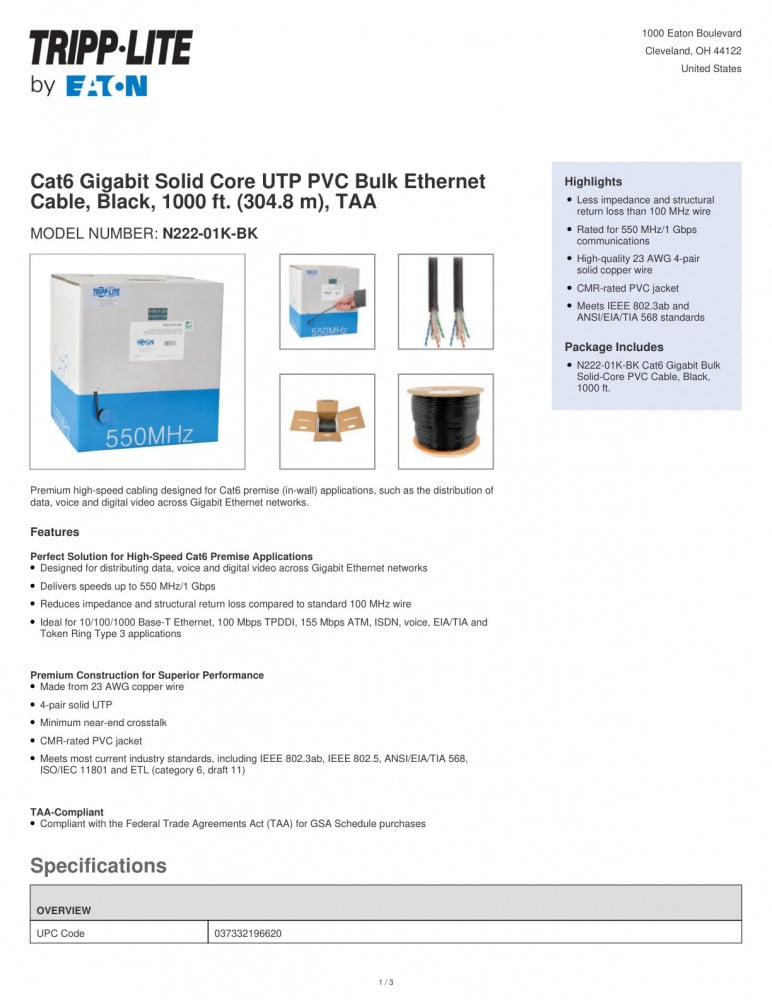 N222-01K-BK technical document page 1